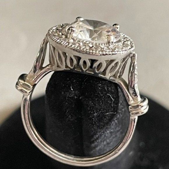 RP | Jewelry | 925 Vintage Halo Cut Large 5 Carat And White Saphire Ring Signed Rp Size 7 | Poshmark
